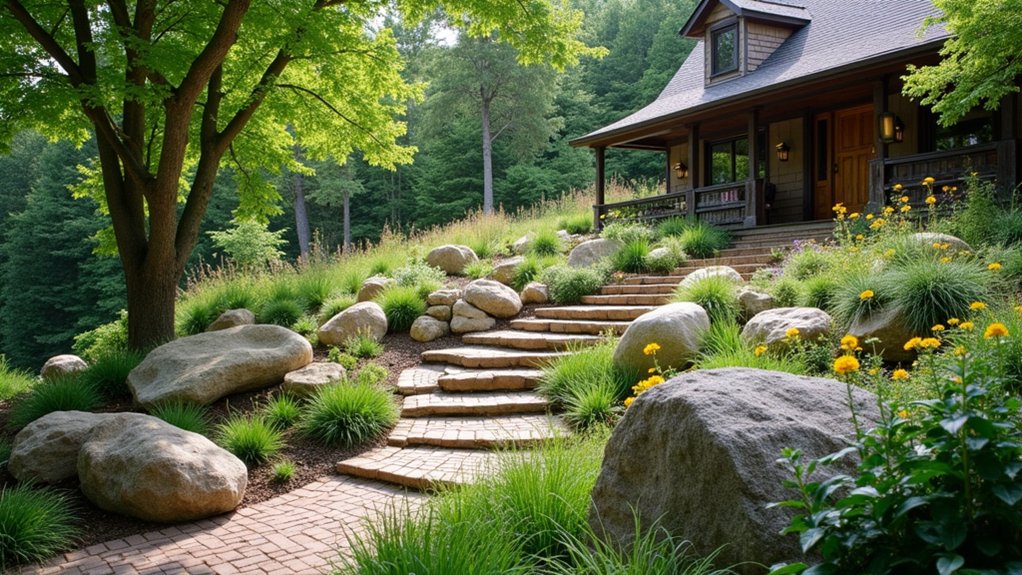 25 Thoughtful Sloped Yard Boulder Landscaping Ideas That Tame Uneven Ground