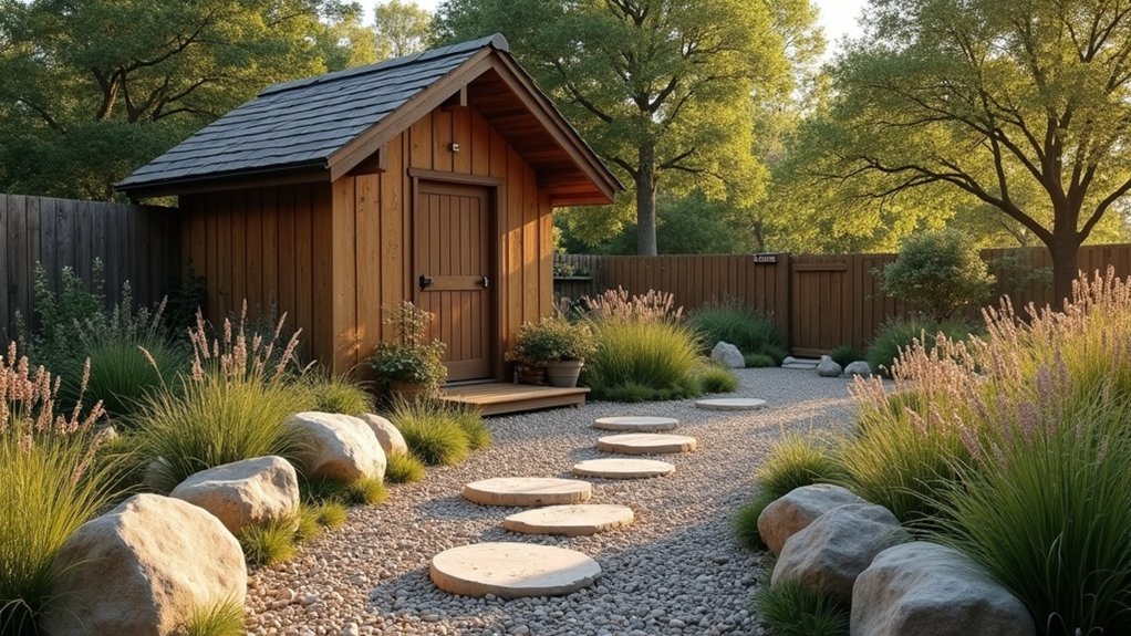 20 Rustic River Rock Landscaping Around Sheds That Feel Organized